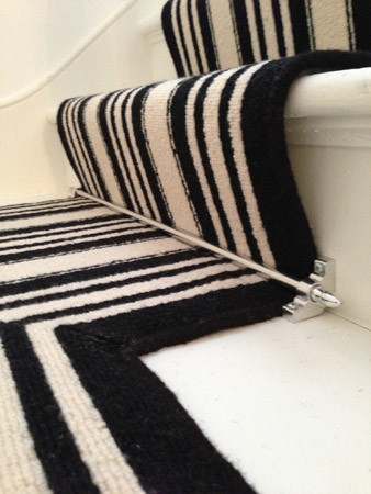 Black & White Striped Wool Carpet to Stairs - Contemporary - Staircase ...