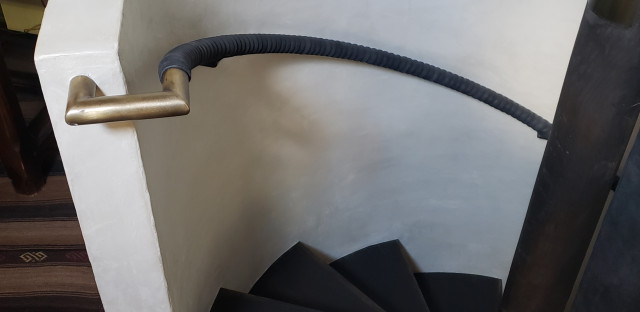 Black Leather Wrapped Brass Handrail - Modern - Staircase - Other - by ...