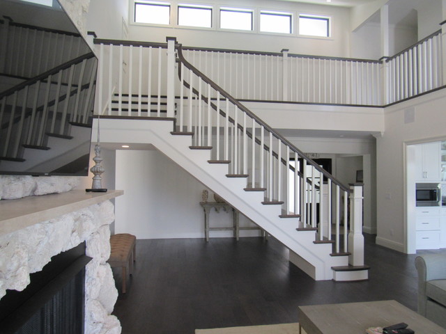 Box Newel Post Theme Railing. Gosnell Residence - Midcentury ...