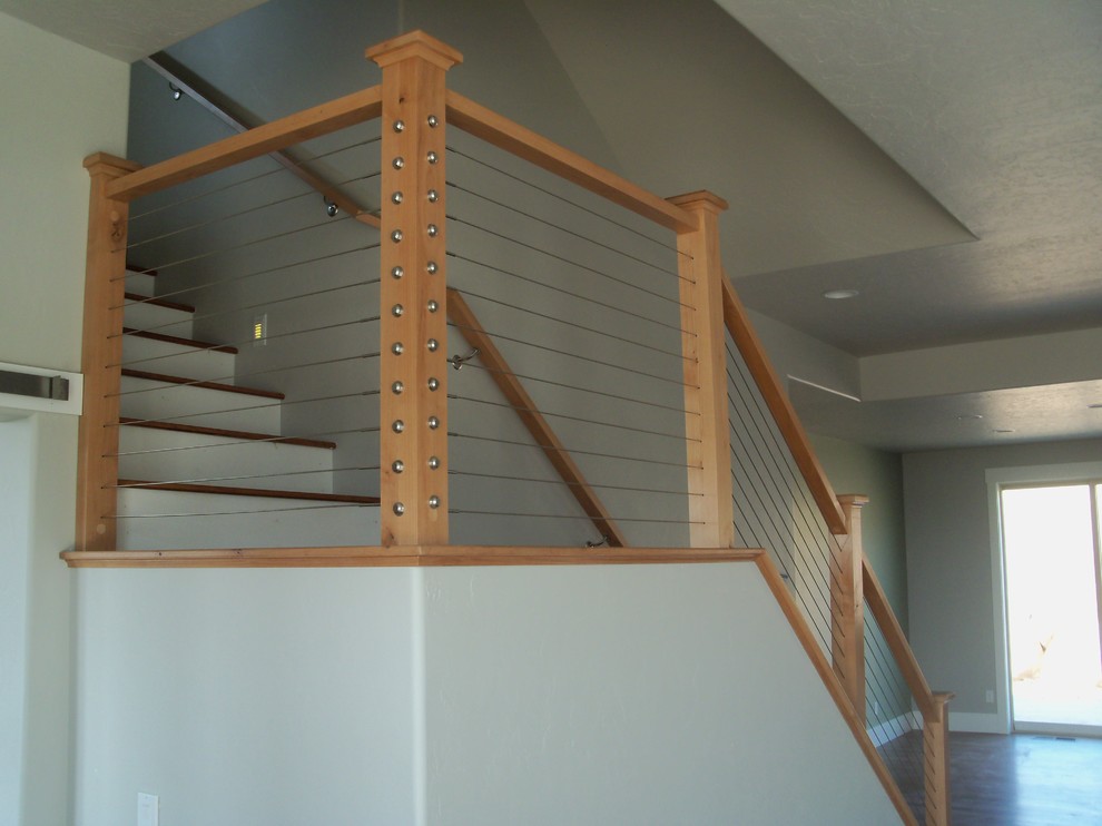 Cable railing on the main staircase - Modern - Staircase - Boise - by ...