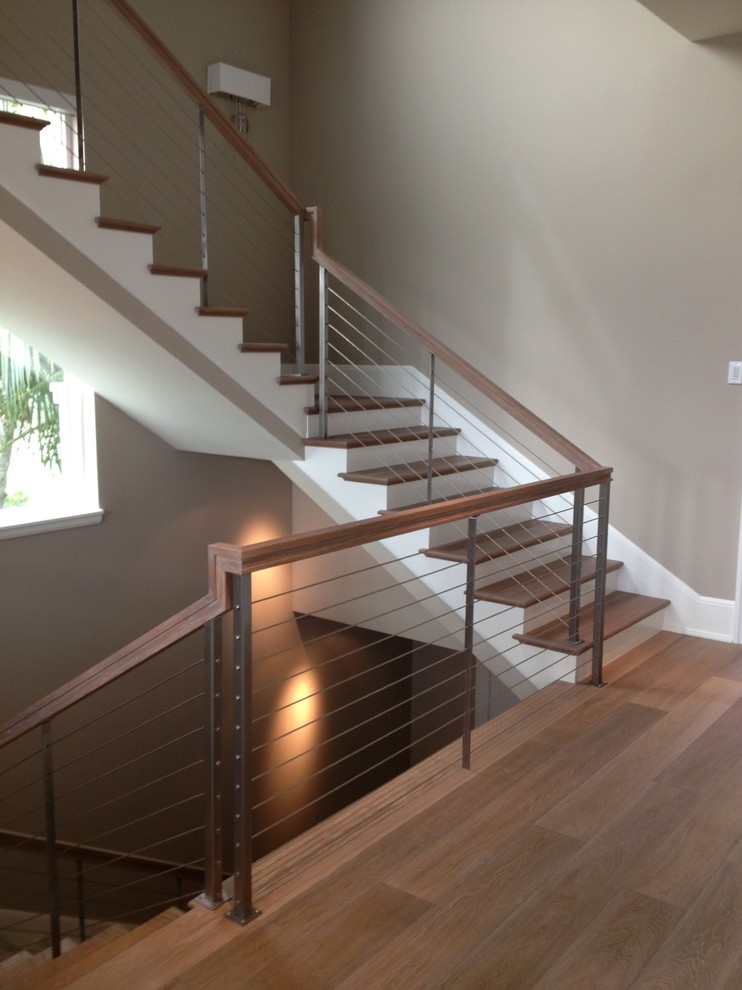 Cable Railing Staircase - Staircase - Miami - by Florida Stairworks ...