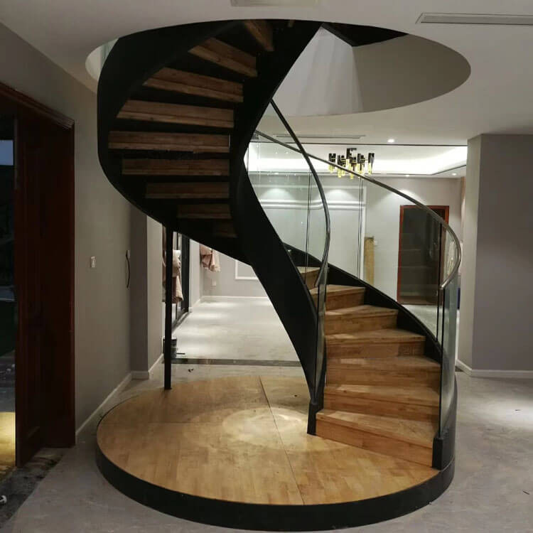Circular villa staircase with round glass railing - Modern - Staircase ...