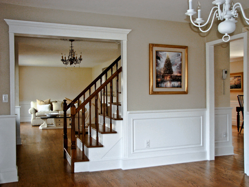 Classic Colonial Raised-Panel Wainscoting - Traditional - Staircase ...