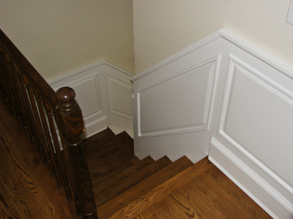 Classic Colonial Raised-Panel Wainscoting - Traditional - Staircase ...