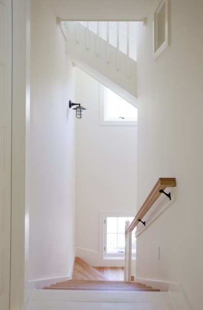 Clean Wrapping Staircase with Built-ins - Farmhouse - Staircase ...