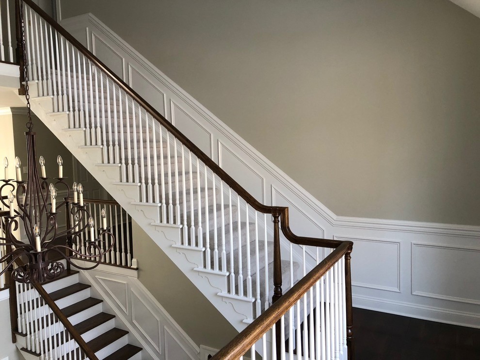 Colonial Shadow Box Wainscoting - Staircase - Philadelphia - by Trim ... Colonial Shadow Box Wainscoting - Staircase - Philadelphia - by Trim ...