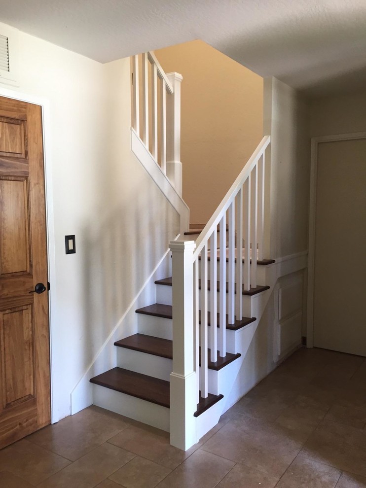 Contemporary Craftsman White Railing with Oak Treads - Contemporary ...