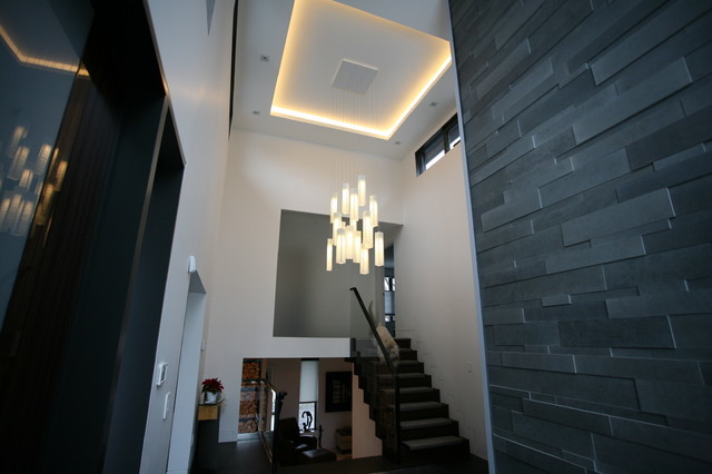 CONTEMPORARY FOYER LIGHTING, MODERN ENTRY CHANDELIER FOR HIGH CEILING ...