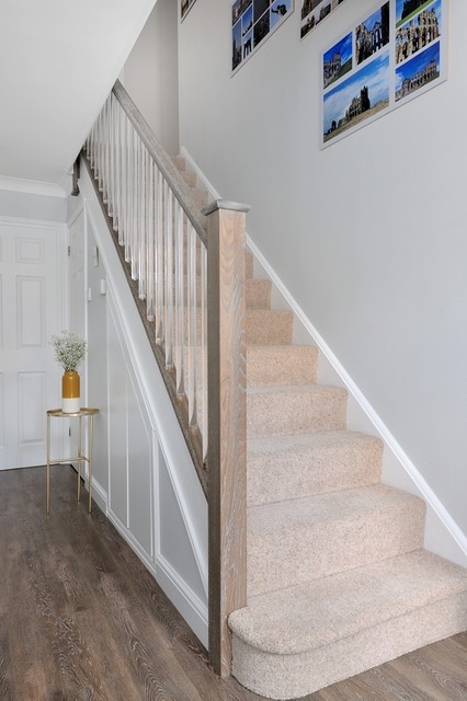 Contemporary staircase with clear-cut spindles - Traditional ...
