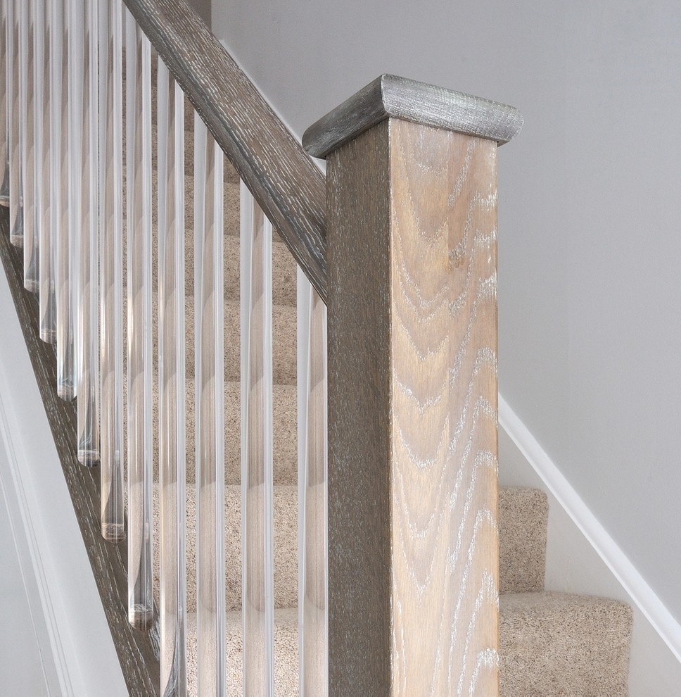 Contemporary staircase with clear-cut spindles - Traditional ...
