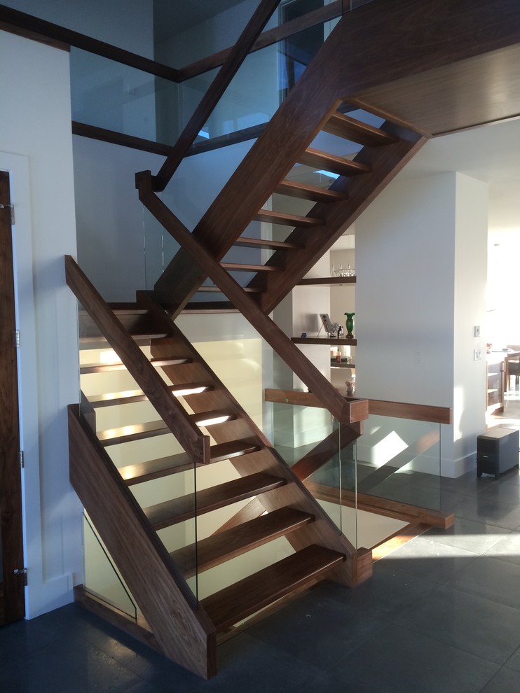 Continuous Glass Railing - Modern - Staircase - Edmonton - by ProRail ...