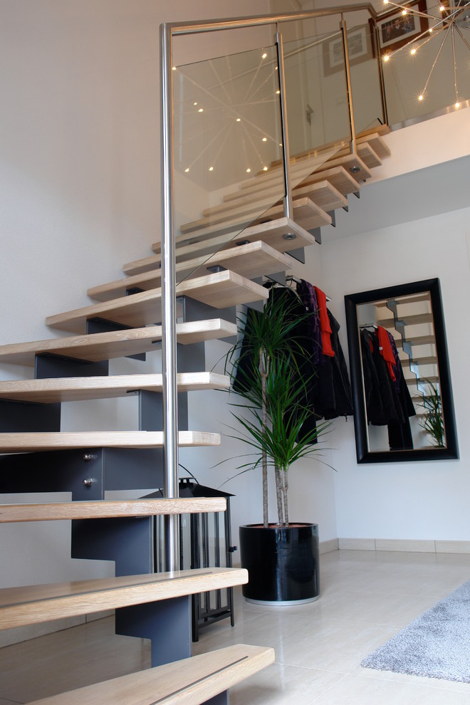 Corner Stairs with Wood Treads - Contemporary - Staircase - Toronto ...