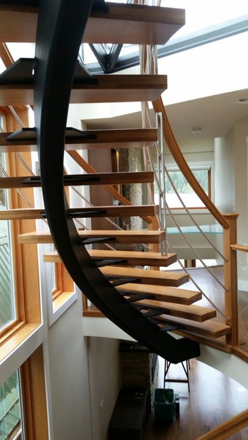 Curved Central Stringer Stair - Contemporary - Staircase - Vancouver ...