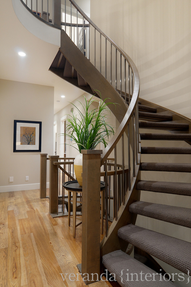 Curved Staircases with open risers - Contemporary - Staircase - Calgary ...