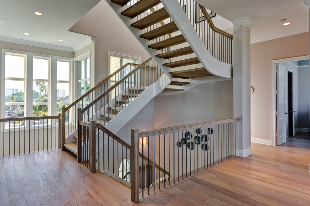 Curved Stringer - Beach Style - Staircase - Miami - by Feil Inc. Wood ...