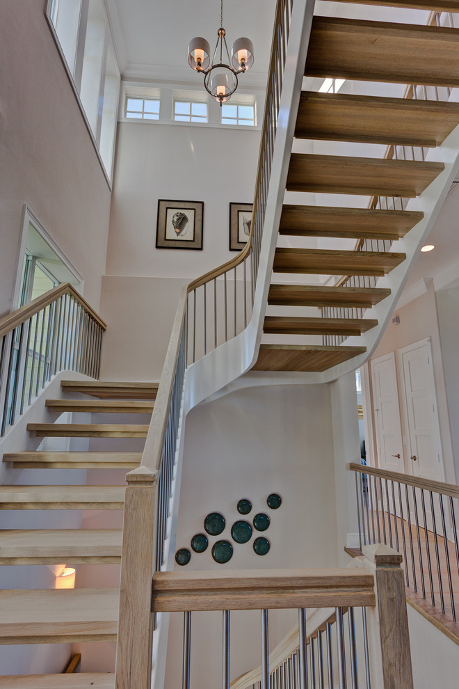 Curved Stringer - Beach Style - Staircase - Miami - by Feil Inc. Wood ...