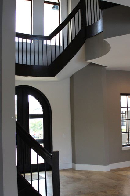Custom Curved White Oak Staircase, Square Iron Balusters - Clásico ...