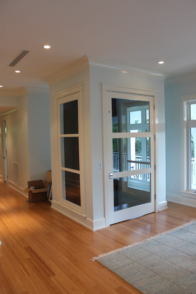 Custom Glassed-In Elevator Shaft, Elevator Car, Trim Work & Ballustrade ...