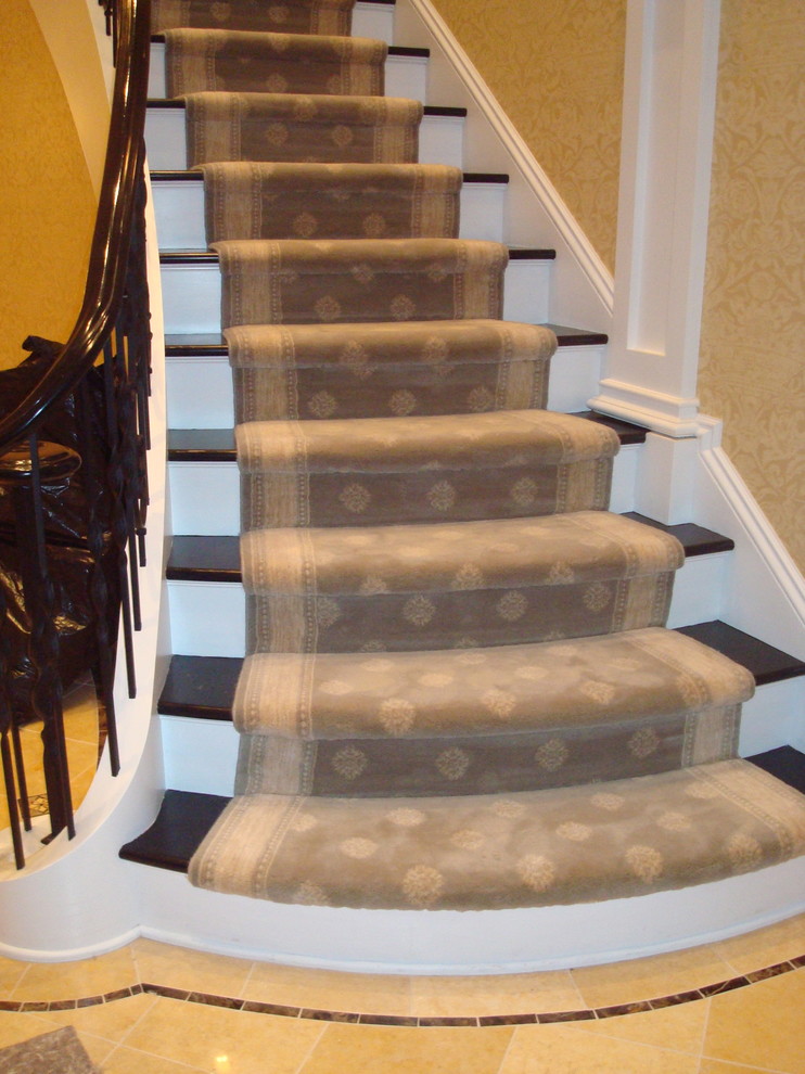Custom stairs- wool carpet with attached border. - Traditional ...