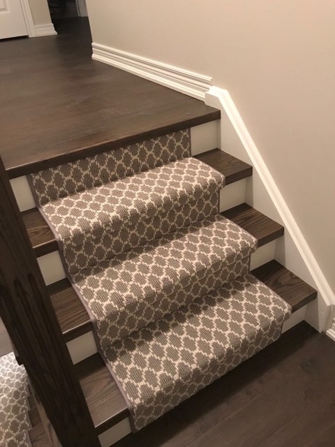 Custom Trellis Pattern Staircase Runner & Maple Hardwood - Transitional ...