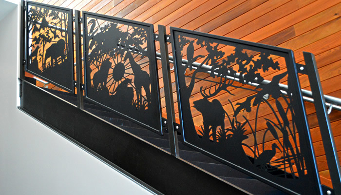 Custom Wild Animal Stair Railing in California - Modern - Staircase ...