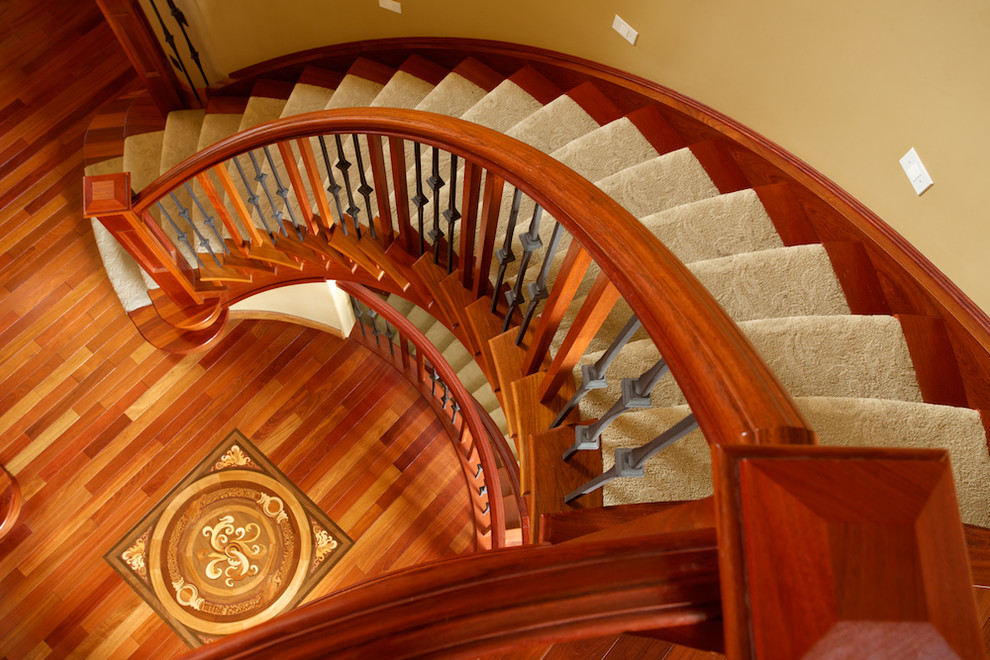 double curved stairs - Traditional - Staircase - Edmonton - by ...
