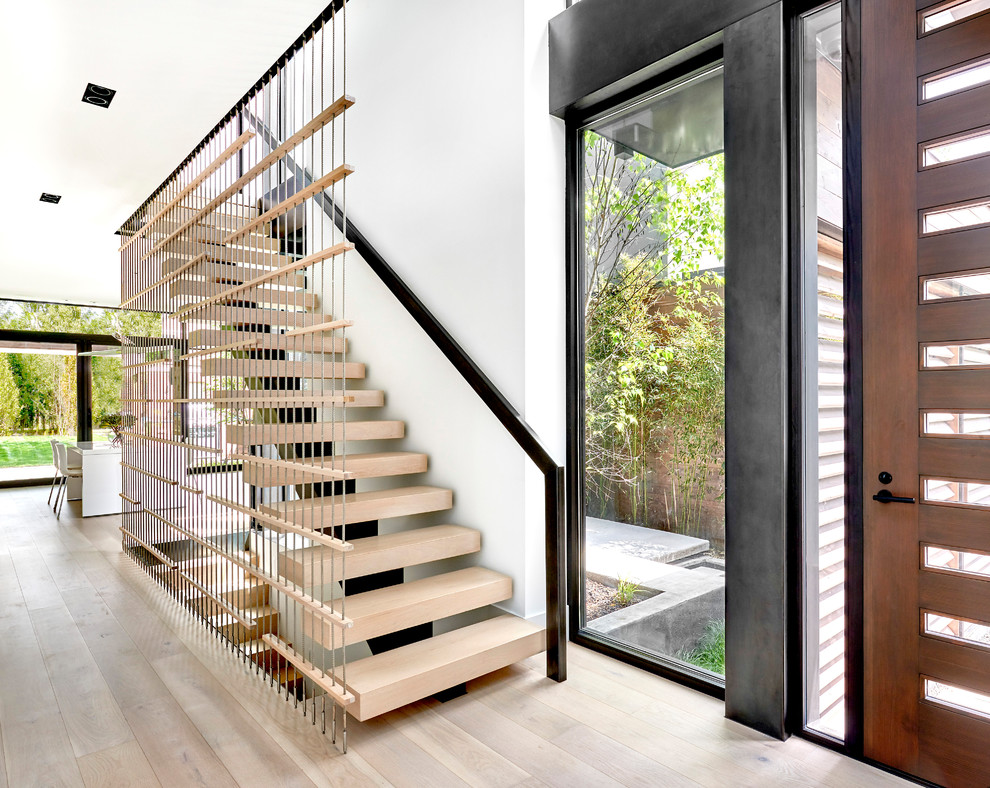 Double-Height Entry Foyer Looking into Courtyard - Contemporary ...