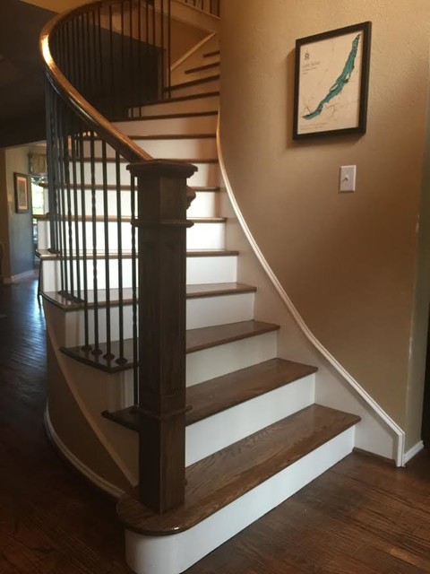 Double Oak - Wood Stairs/Iron Railings - Contemporary - Staircase ...