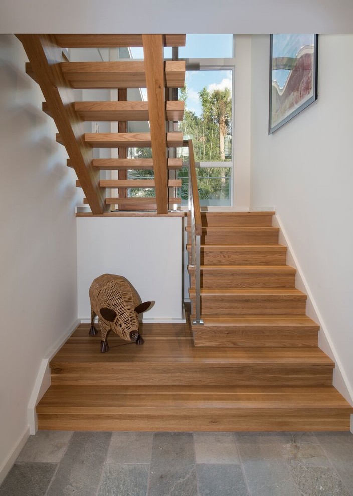 Double Wood Stringer - Contemporary - Staircase - Miami - by Feil Inc ...