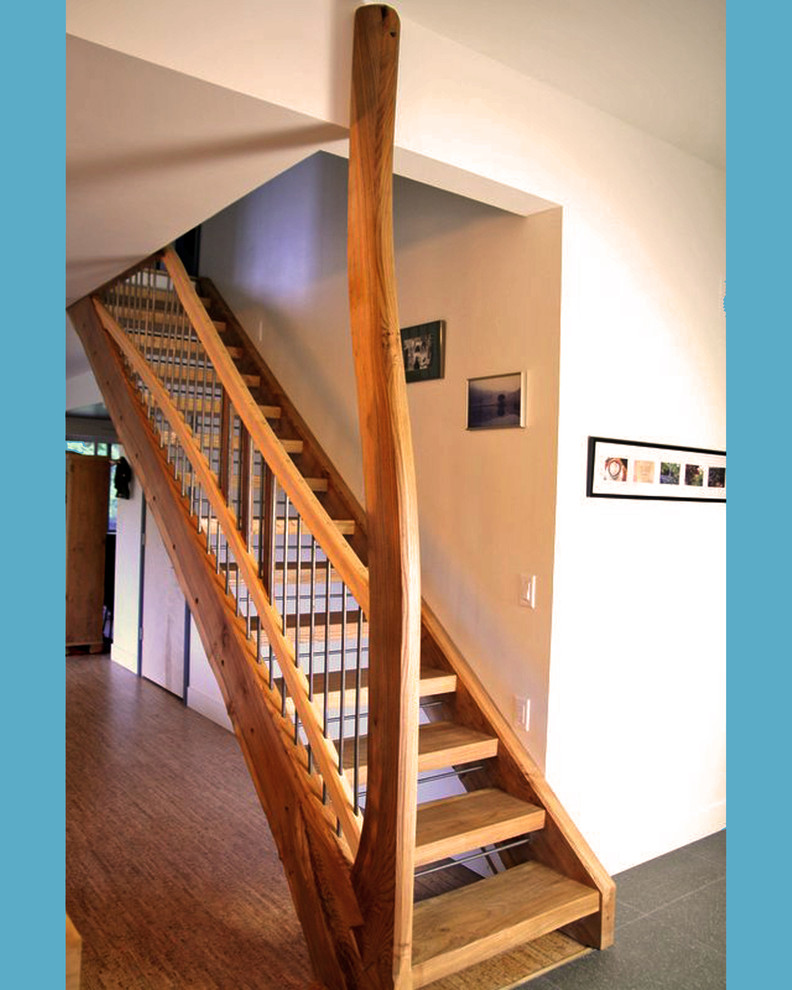 Elm Live Edge Open Riser Stairway - Contemporary - Staircase - Seattle ...