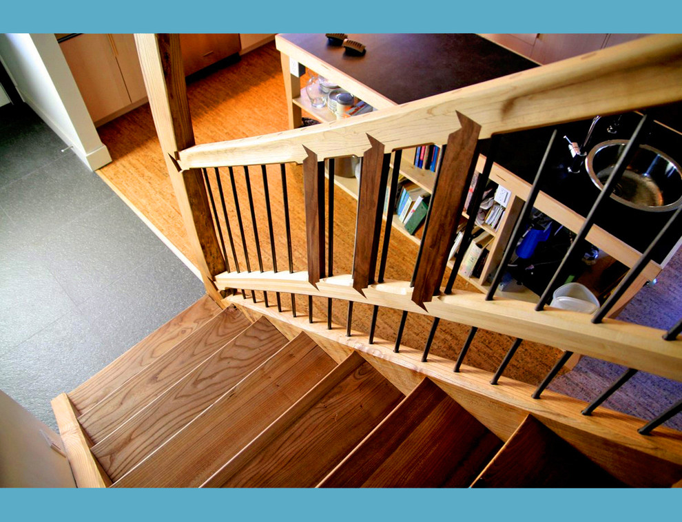 Elm Live Edge Open Riser Stairway - Contemporary - Staircase - Seattle ...
