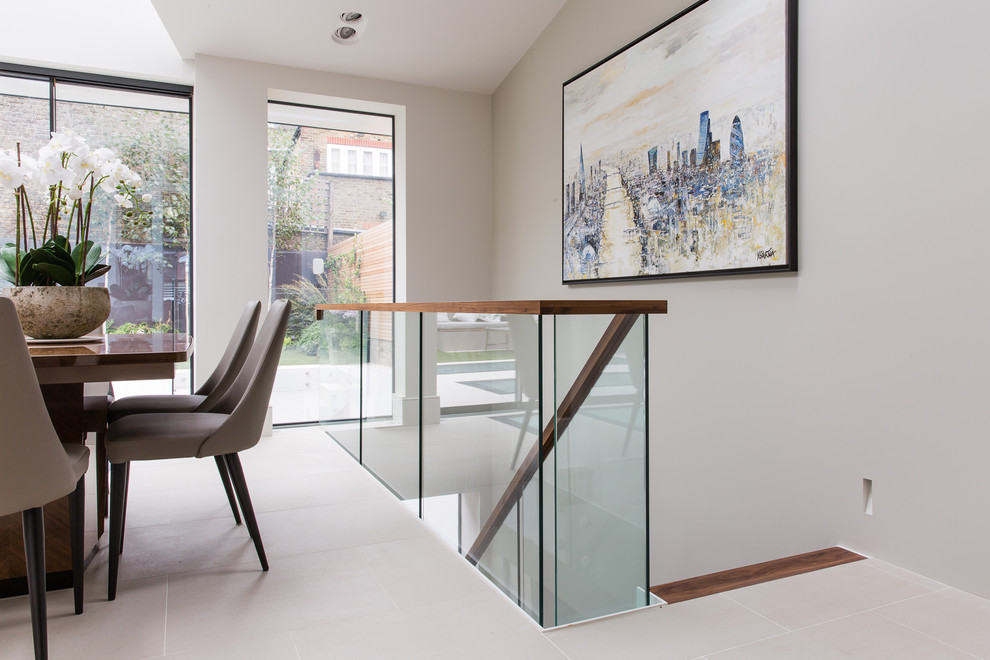 Elms Road - 'Trim' White steel & Walnut staircase - Contemporary ...