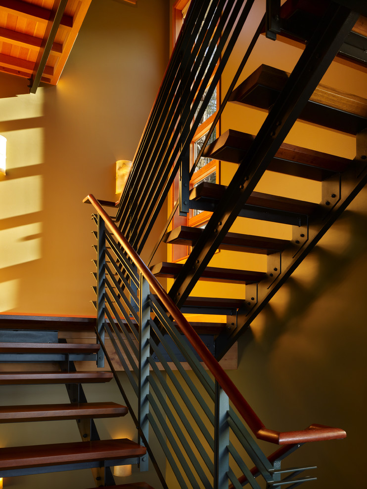 Exposed open steel staircase - Rustic - Staircase - Seattle - by Kor ...
