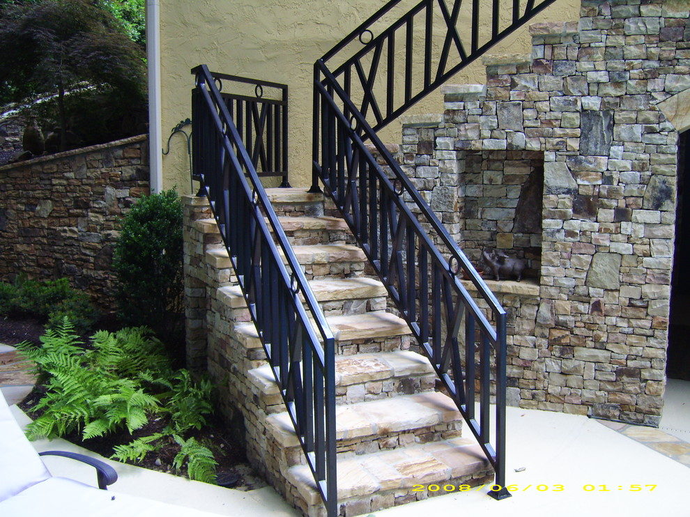 Exterior Wrought Iron Handrail / Railing - Mediterranean - Staircase ...