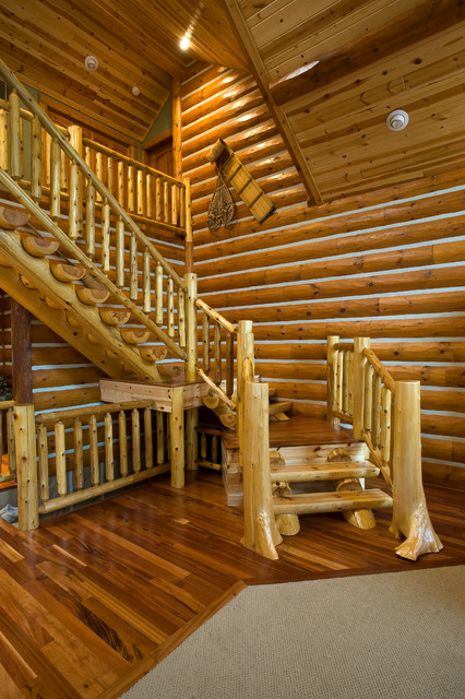 Half Log Stairs How We Chose A Log Staircase For Our Log Cabin