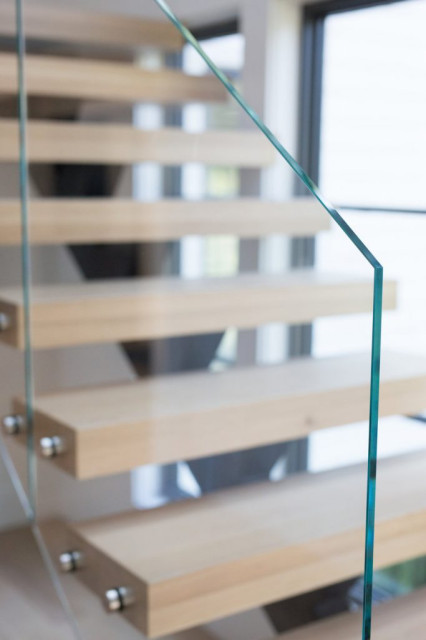 Floating Glass Staircase Home Remodel - Riverside, CT - Modern ...