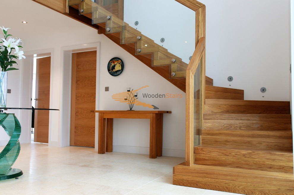 Floating Zigzag staircase (Oak and Glass) - Contemporary - Staircase ...