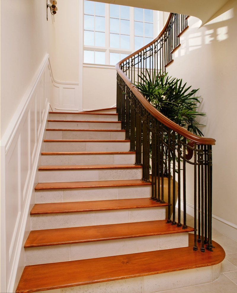 French Country Meets Montecito Ranch - Tropical - Staircase - Santa ...