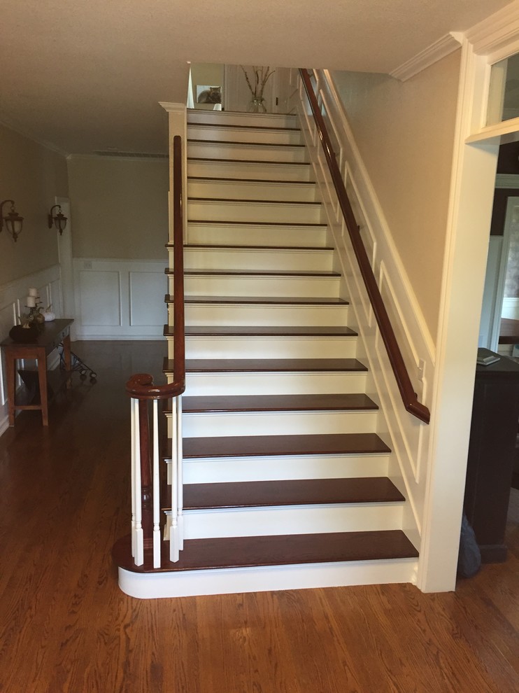 From False Tread Ends to Full Wood Treads - Traditional - Staircase ...