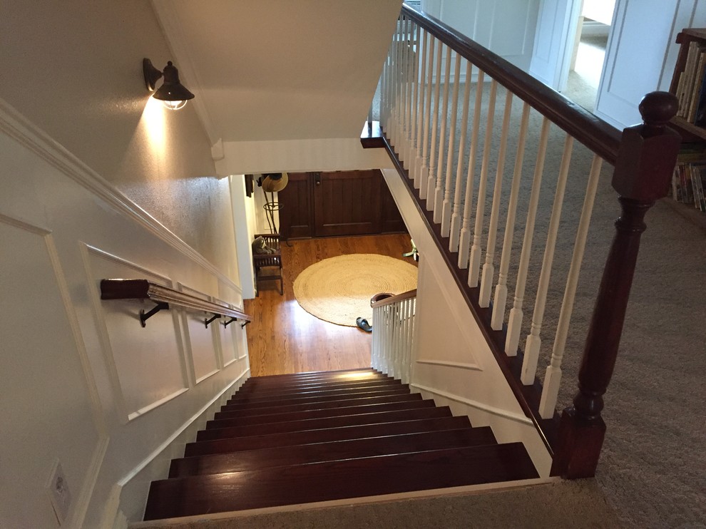 From False Tread Ends to Full Wood Treads - Traditional - Staircase ...