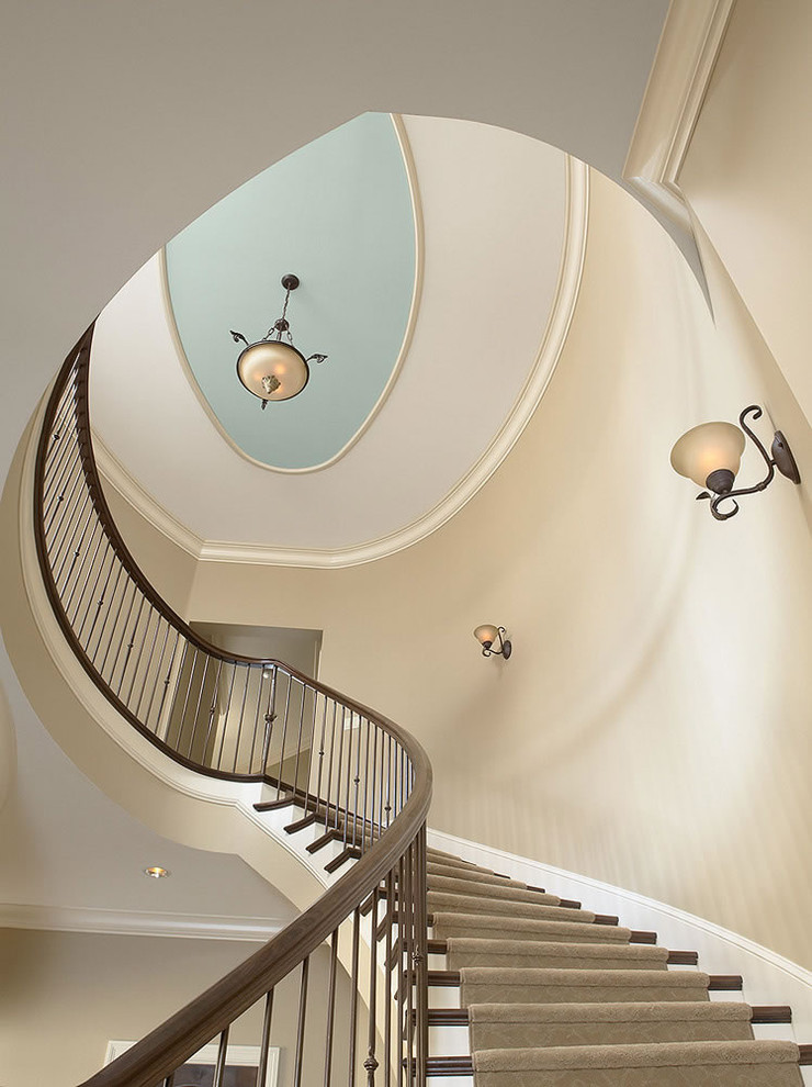 Gently Curving Staircase & Oval Ceiling Detail - Contemporary ...
