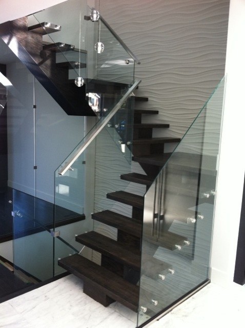 Glass & standoff system - Contemporary - Staircase - Calgary - by Steel ...