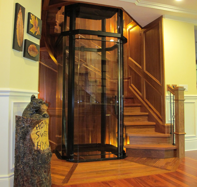 Glass Elevator in Staircase - Rustic - Staircase - Denver - by Visilift Elevators | Houzz AU