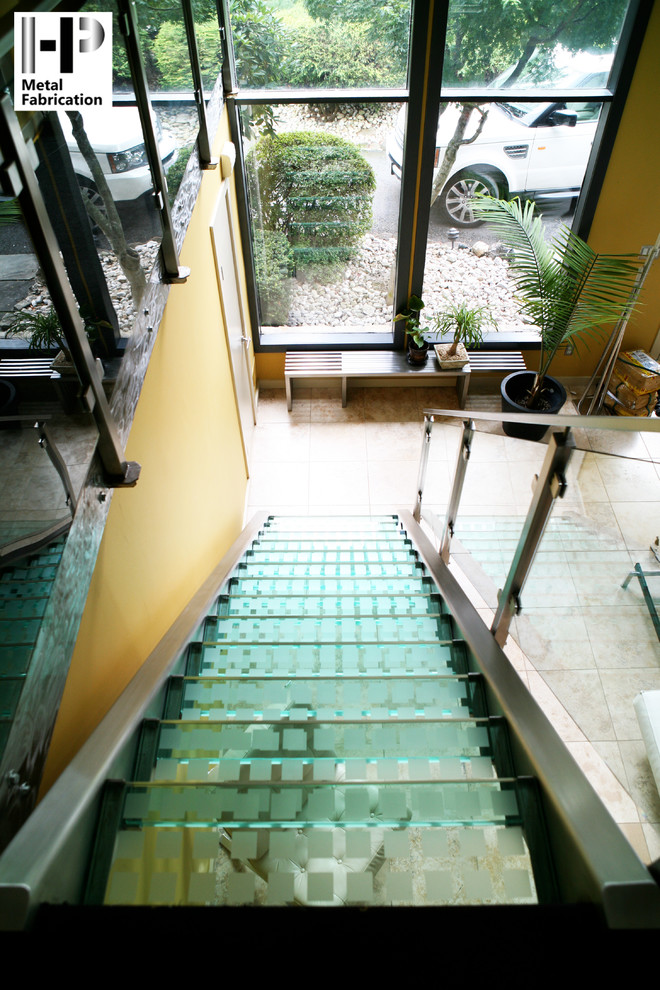 Glass Railing- Glass railing with poles - Contemporary - Staircase - DC ...