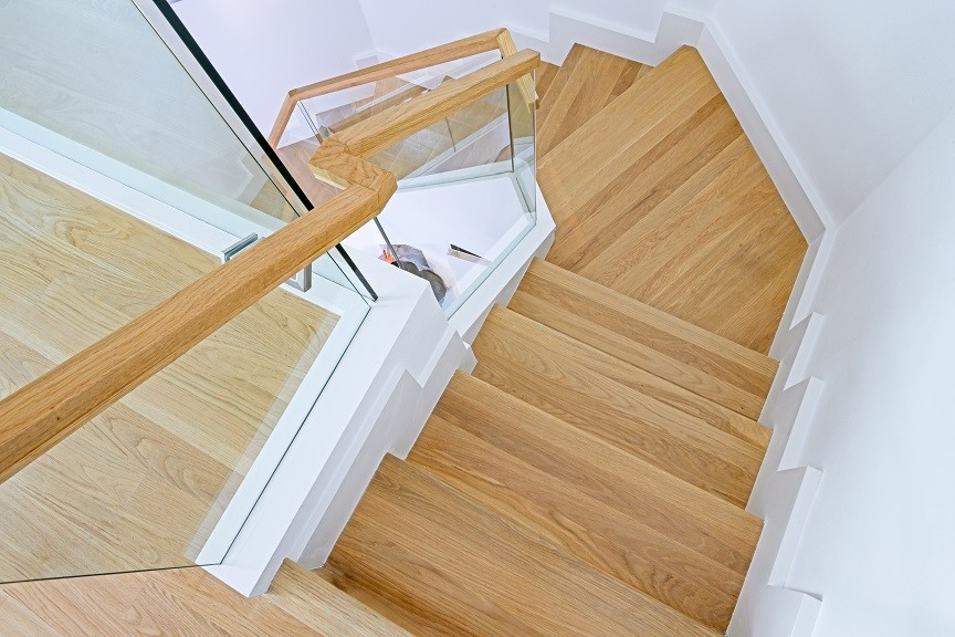 Glass Railings – Wooden Cap Rails - Modern - Staircase - Tampa - by ...