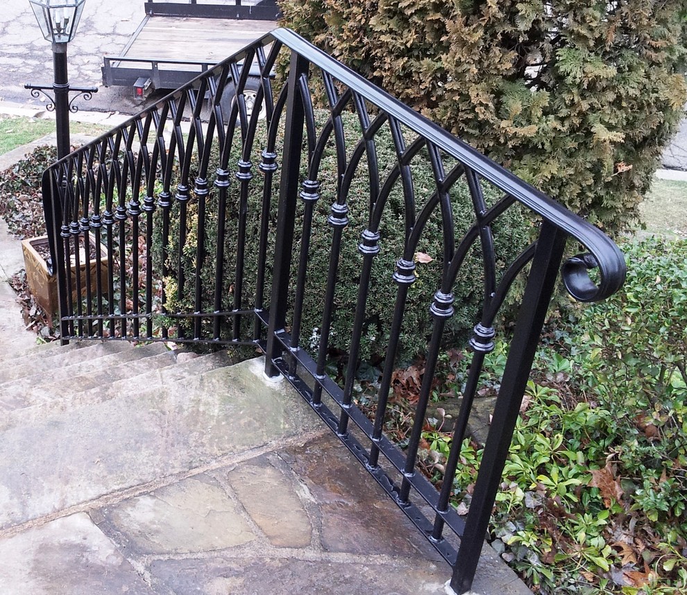 Gothic Arch Custom Forged Steel Railing - Traditional - Staircase ...