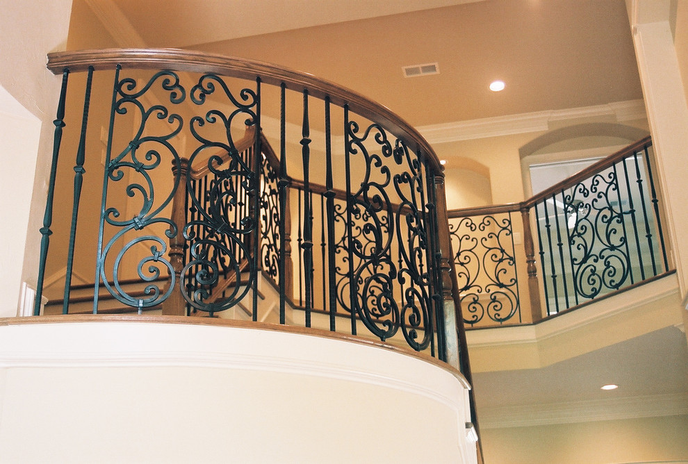 Gothic Hammered Iron Balusters - Mediterranean - Staircase - Houston ...