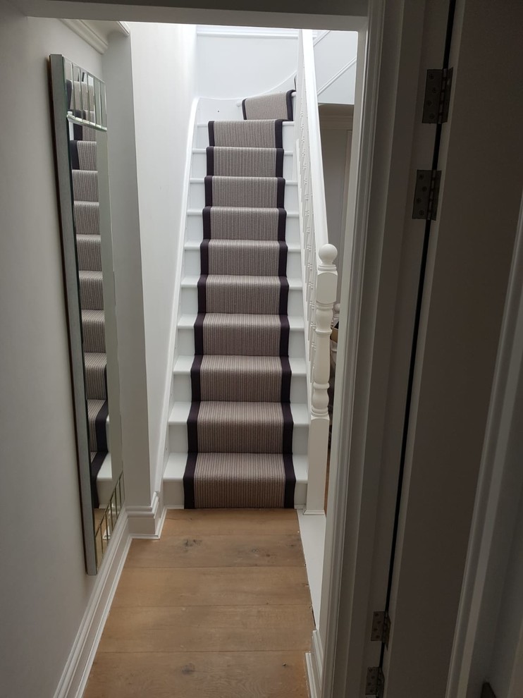 Grey Carpet Runner To Stairs In Battersea - Contemporary - Staircase ...