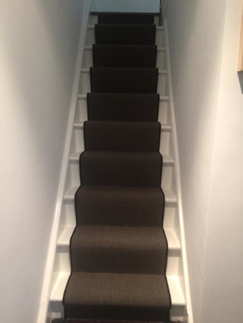 Grey Carpet to Stairs with Black Whipping - Contemporary - Staircase ...