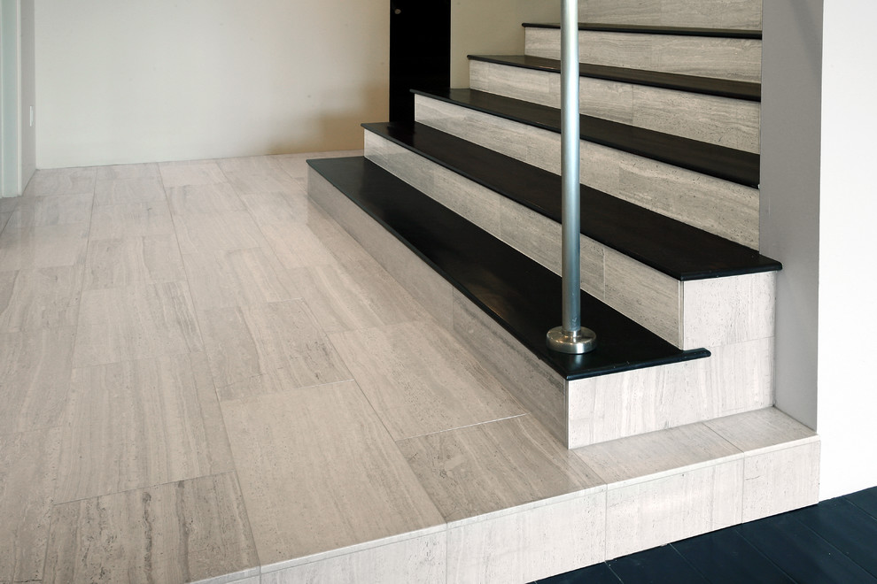 Haisa Light Polished Marble Stair Risers - Modern - Staircase - Los ...